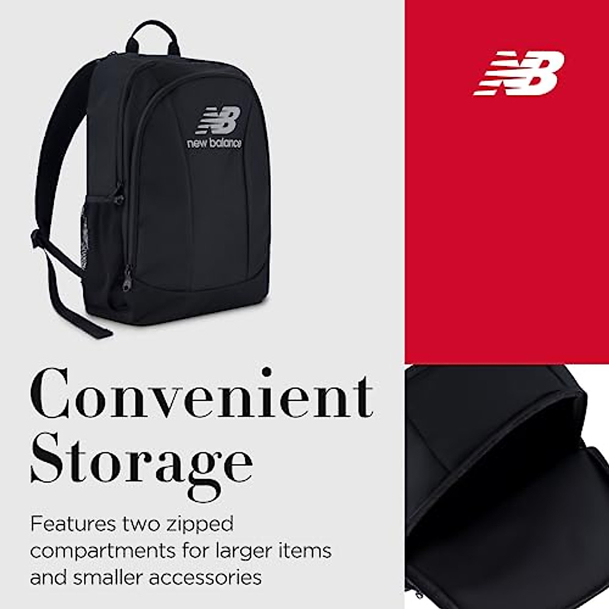 New Balance Laptop Backpack, Commuter Travel Bag for Men and Women, Black, 19 Inch