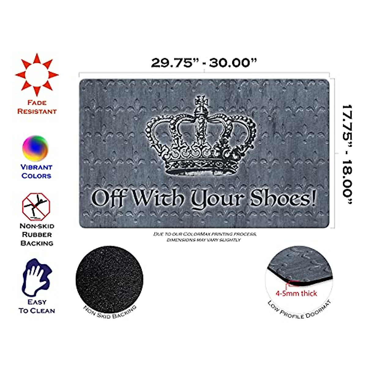 Toland Home Garden 800400 Off with Your Shoes! Funny Door Mat 18x30 Inch Queen Outdoor Doormat for Entryway Indoor Entrance