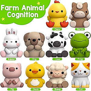 Learning Toys for 1,2,3 Year Old, 20 Pcs Farm Animals Toy, Counting Skill, Color Matching, Fine Motor Game, Christmas Birthday Easter Educational Gift for Baby Toddler Boys Girls Age 12-18 Months