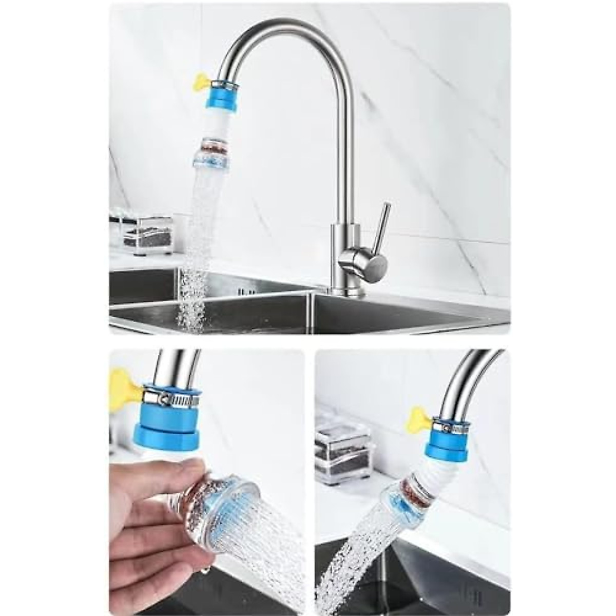 Blue 360 Degree Rotating Faucet Aerator Telescopic Anti-Splash Water- Saving Tap Sprayer, Tap Nozzle With Filter Tip Faucet Adapter for Kitchen Bathroom Faucet Parts Water Filtration and Softeners