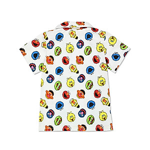 Sesame Street Boys Half Button Shirt for Infant and Toddler White/Multi