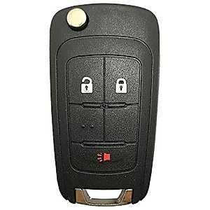 Key Fob Case Shell Fit for Chevrolet Chevy Equinox Sonic GMC Terrain 3 Buttons Replacement Flip Folding Smart Car Key Fob Cover with Uncut Blade Blank (3 Buttons Flip Key Shell)