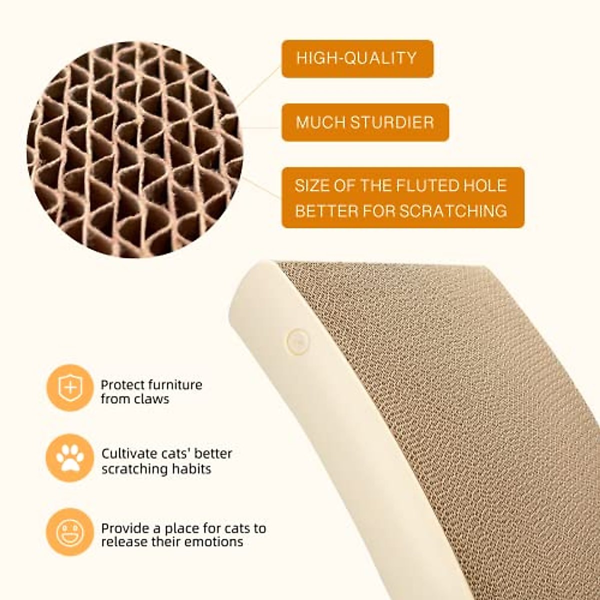 UniBlissy Cat Scratcher, Premium Cat Scratch Pad wtih Solid Frosted Frame and Turntable Toy, Vertical Curved Cat Scratchers for Indoor Cats, Replaceable Cat Scratching Cardboard