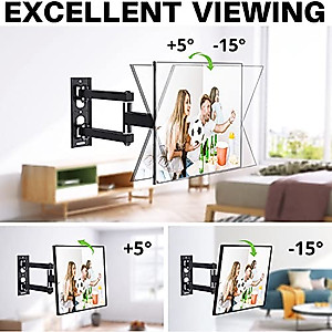 USX MOUNT Full Motion TV Monitor Wall Mount for Most 13-42 inch Flat Curved Screen TVs & Monitors Up to 55lbs, Single Stud TV Mount Bracket Articulating Arms Swivel Tilt Extension, Max VESA 200x200mm