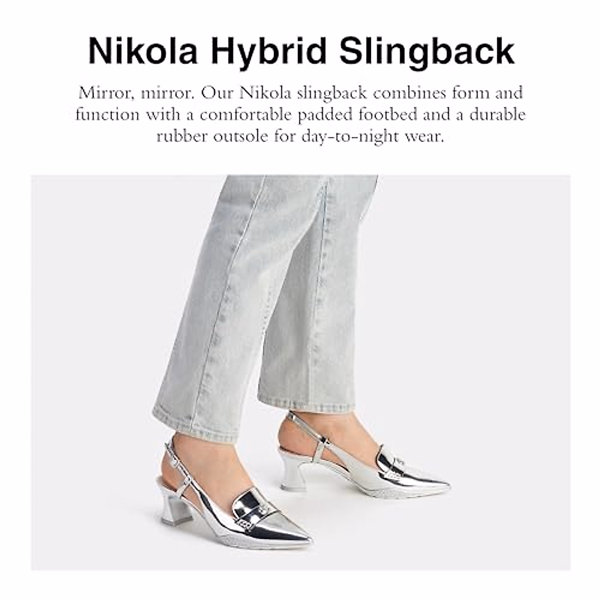 Coach Women's Nikola Metallic Leather Hybrid Slingback Pump, Silver, 7