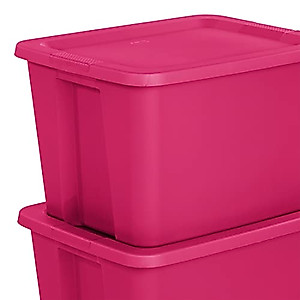 THINND 18 Gallon Storage Tote Box, Durable Stackable Storage Containers, Great for Garage Storage, Moving Boxes, and More, 8-Pack Gray