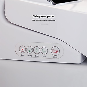 Smart Bidet Toilet with Heated Seat, Dual Flush, Warm Water and Dryer, Portable, Silver