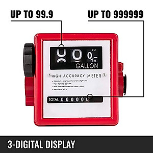 VEVOR Mechanical Fuel Meter 20 GPM, Fuel Flow Meter 3-Digital Batch Display Fuel Transfer Meter 1 Inch Diesel Fuel Flow Meter All Fuel Transfer Pumps Gasoline Flow Meter