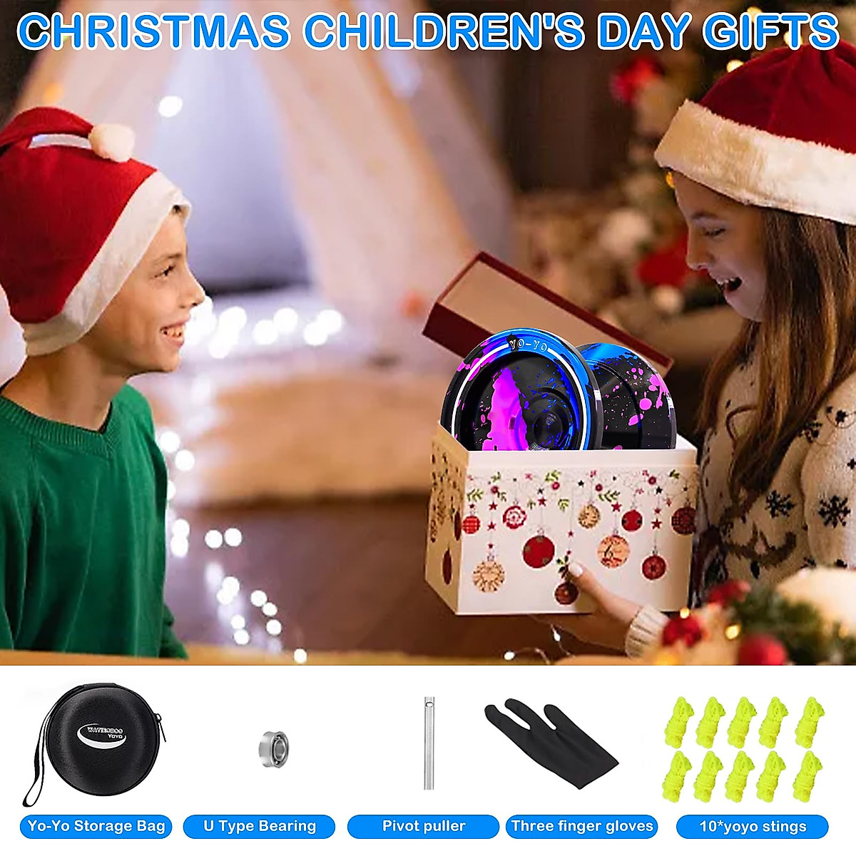 WATIEOBOO yoyo M18 Professional Metal Trick Yoyo Responsive & Unresponsive yoyos for Kids 8-12 and Adults yoyo, with Bearing Kit, 10 Strings, Case & Gloves 6061 Aluminum Alloy yo-yo