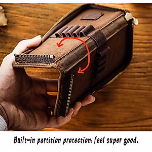 MIVLXLX Leather Pencil Case Organizer, 10 Wooden Pencils Portable Pen Case Storage for Drawing Pencils and Markers (coffee)