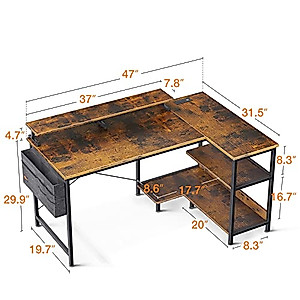 ODK 48 Inch L-Shaped Computer Desk with USB Ports
