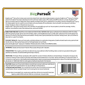 BugPursuit - 24oz Indoor Pest Control for Ant, Fly, Flea,Tick, Roach, Spider, Moth, Carpet Beetle and More, Plant Based Insect Killer for Home & Kitchen Use, Natural Solution, Pets & Family Safe
