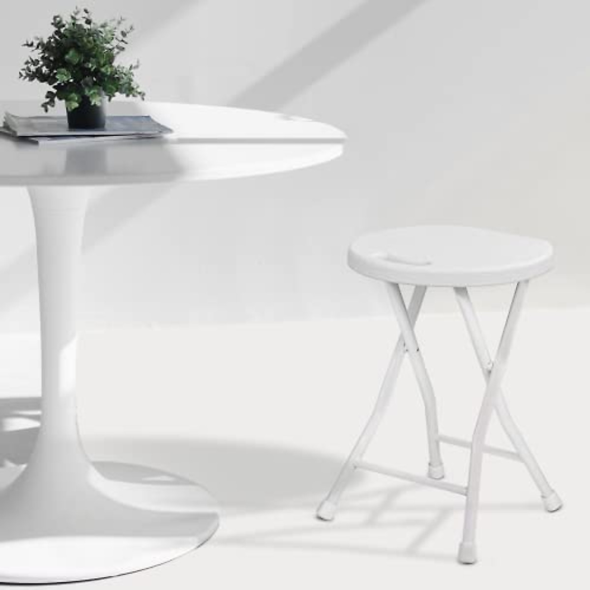 Magshion Foldable Stool with Handle Indoor Outdoor 6 Pack Backless Folding Stool 230lbs Capacity, 18 Inch White