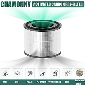 CHAMONNY AP-S0610L Filter Replacement, Compatible with MOO-KA AP-S0610L Air Purifier, 3-in-1 H13 True HEPA Filter and Activated Carbon Filter, 2 Pack
