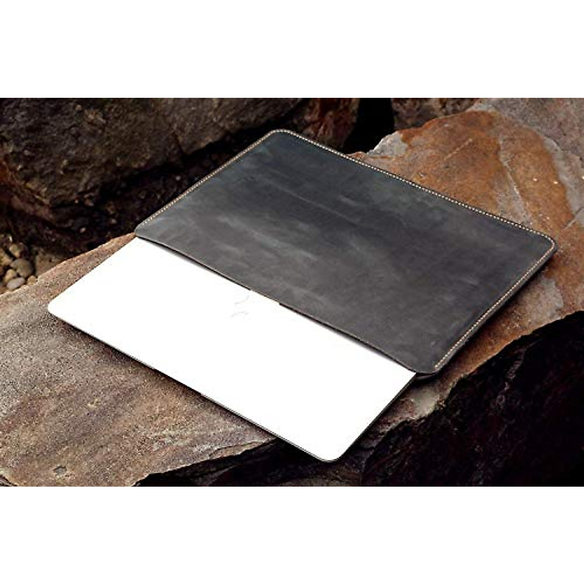 Grey leather macbook pro 13 15 inch case sleeve, gray leather macbook air 11 13 inch case sleeve, leather macbook 12 inch case MACX09S