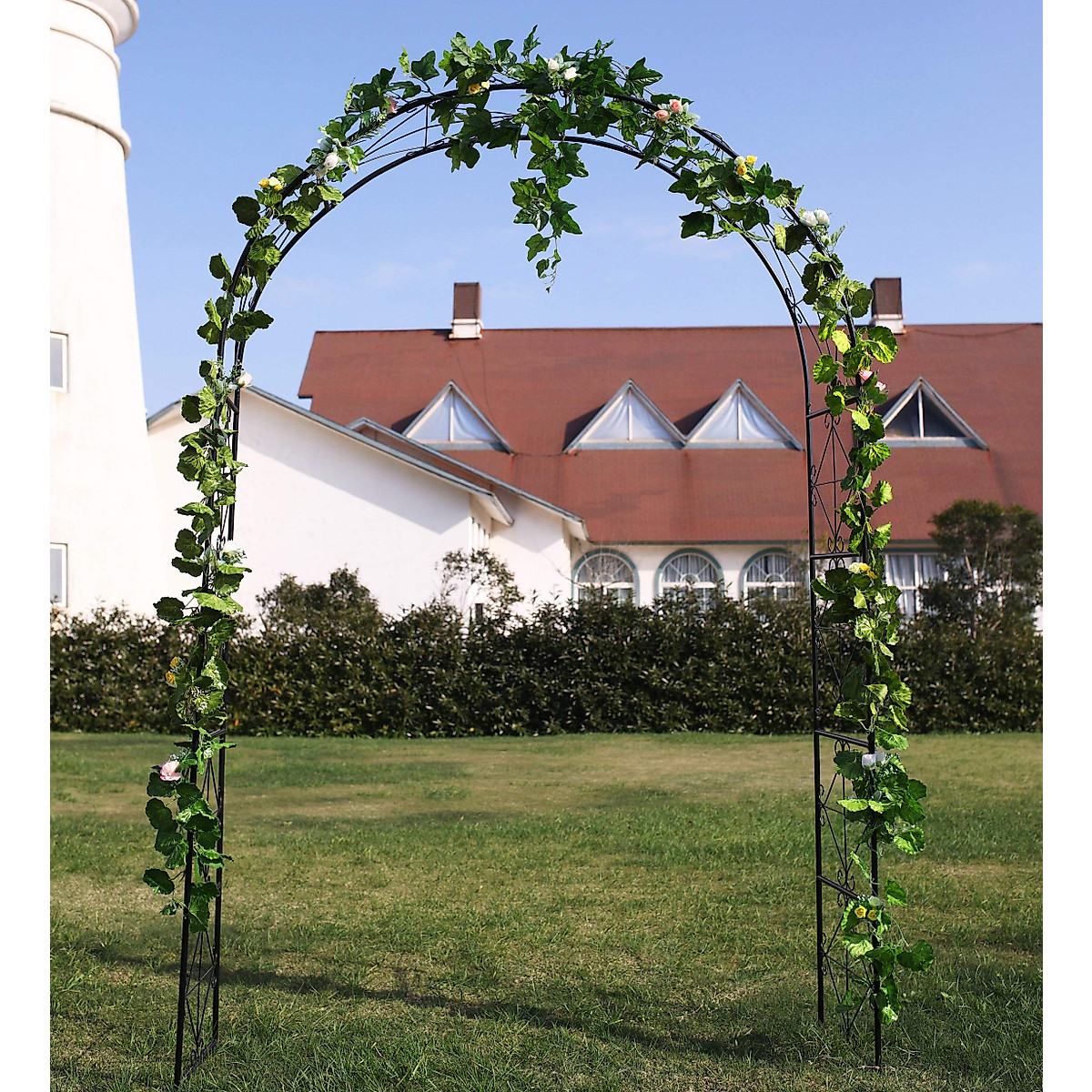 1. GO Steel Garden Arch, 7'2'' High x 4'5'' Wide, Garden Arbor for Various Climbing Plant, Outdoor Garden Lawn Backyard