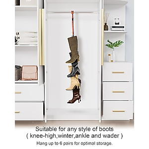 Allgawise Rainbow 6pcs Boot Hanger for Closet with Adjustable Rope - Boot Hanging Clips for Tall Boots, Cowboy Boot Rack, Hanging Shoe Organizer Space Saver