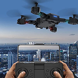 FPV Camera Drone, 1080P HD Quadcopter with Altitude Hold Headless Mode, 2.4GHz Foldable Drones with One Button Start, Speed Adjustment (Black)