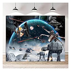 Universe Wars Photography Background Spaceship Interior Science Fiction Series Background with Earth Photo Baby Shower Kids Birthday Decorations Banner ５X３FT