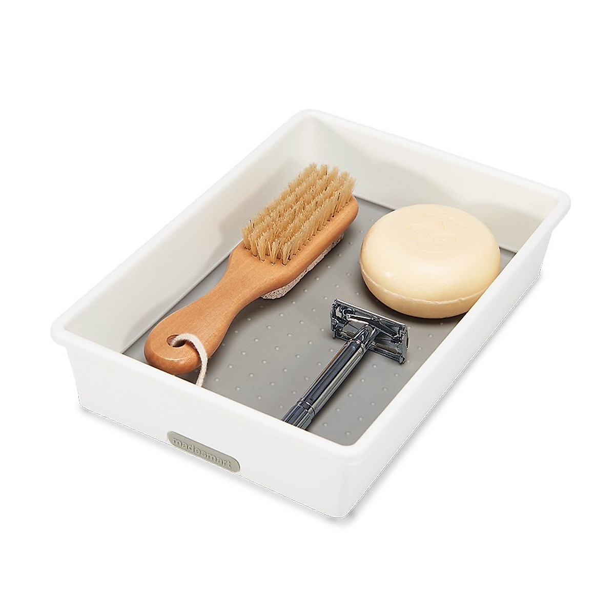 Madesmart Plastic Multipurpose Storage Organizer Bin for Drawers, Low-Profile Storage Bin Drawer Organizer, White