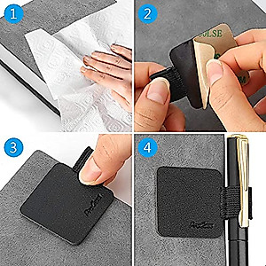 ProCase (5 Pack) Pen Loop Holder for Notebooks Journals Planners Tablet Case, Self Adhesive Leather Pencil Holder with Elastic Loop for Pens, Apple Pencil, Stylus Pen -Black