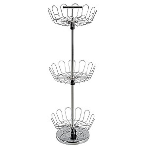 Three Tier Revolving Shoe Tree Orgainzer Rack with Chrome Finish by Lavish Home