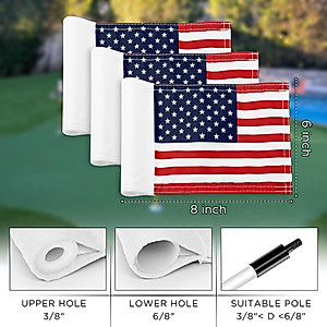 KINGTOP USA Golf Flag 8x6 Inch – Premium Dual-layer 420D Nylon, Double Sided American Pattern Printing, Tube Inserted – Mini Practice Putting Green Flags for Yard, 1-Pack