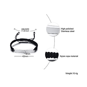 MEALGUET Personalized Customized Stainless Steel Cremation Urn Bracelet ID Bar Braided Bracelet for Ashes Holder Keepsake Locket for Women Men