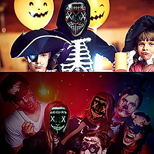 Halloween Scary Mask LED Mask LED Purge Mask [3PACK] LED Light Up Mask EL Wire Light Up for Festival Cosplay Halloween Costume Halloween Festival Party.