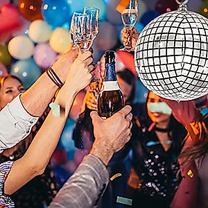 12 Pack Disco Balloons,22 Inch Large Disco Balloons 4D Silver Laser Balloons Metallic Mirror Mylar Balloons for 70s Disco Party Decorations Birthday Party