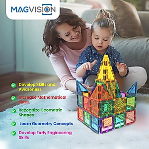 MagVision 20-Piece Magnetic Building Tiles Set, Stem Magnetic Building Blocks, Extra Strong and Safe Magnets, Stem Toys, Magnetic Blocks, Educational Toys for Children Ages 3+ Years
