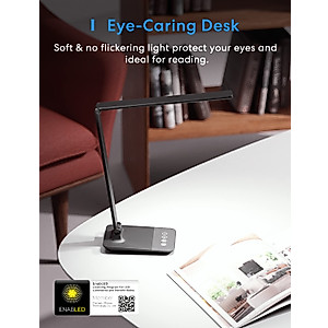 meross Smart Led Desk Lamp, Metal WiFi Lamps Support Apple HomeKit, Alexa and Google Home, Dimmable 2800K-6000K, Timer Schedule, Remote Control, 54 Eye-Caring LEDs Foldable Light for Home Office, 10W