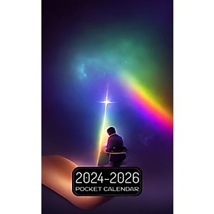 Pocket Calendar 2024-2026: Two-Year Monthly Planner for Purse , 36 Months from January 2024 to December 2026 | Star-filled night sky | Mysterious figure