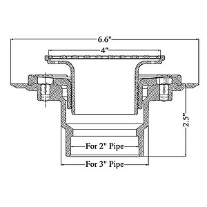 Annde 4-1/4 Square Floor Shower Drain, Shower Drain Base for Low Profile Shower Pan Nickel Brushed with Various Finish Style, for Kitchen,Bathroom (Grid)