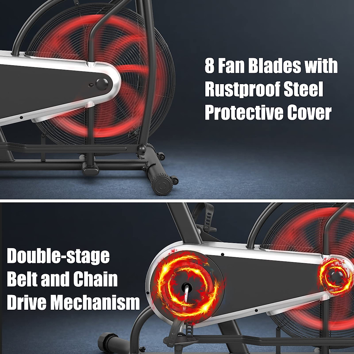 Goplus Air Bike, Fan Exercise Bike with Unlimited Resistance, Clear LCD Display, Tablet Holder, Adjustable Seat and Built-in Wheels, Fan Cycling Bike for Home Cardio Training