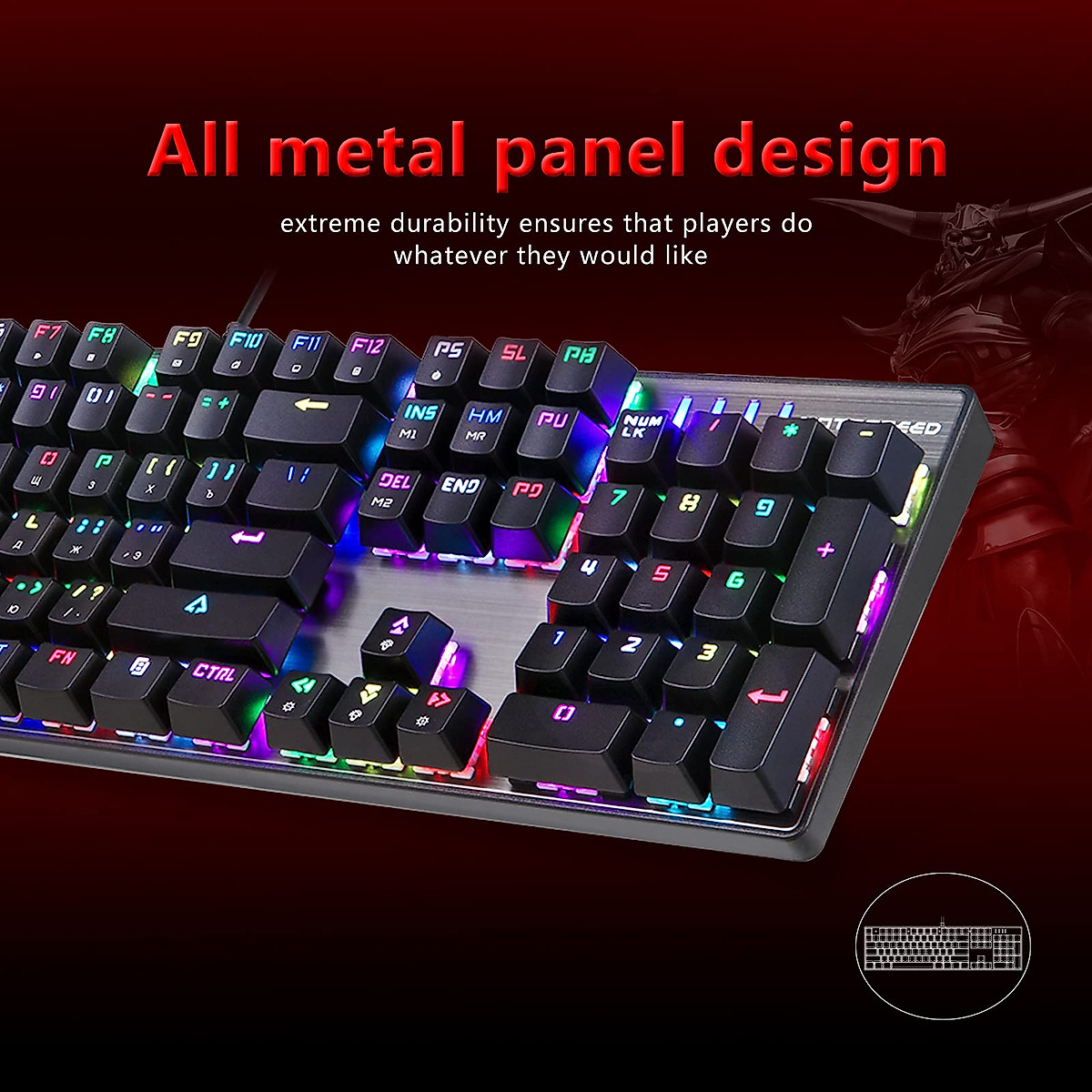 MOTOSPEED Wired RGB Gaming Mechanical Keyboard with Blue Red Switches,104-Key Aluminium Wired Keyboard,Compatible for Mac Windwows and Linux