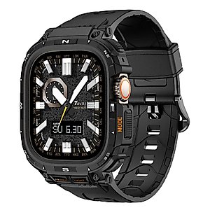 TAURI Bands with Bumper Case Compatible for Apple Watch Ultra 2 (2023) 49mm, [Upgraded Sport Series Design] Adjustable Rugged Cover Strap with Powerful Shockproof for iWatch Ultra 49mm, Men Black