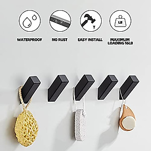 Modern Towel Hooks Stainless Steel 304 Rope Hooks for Bath Kitchen Bedroom Garage Hotel Wall Mounted (Black-4pcs)