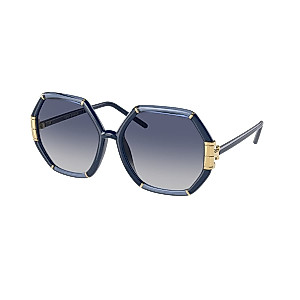 Tory Burch TY9072U 19044L 58MM Transparent Navy/Navy/Grey Blue Gradient Square Sunglasses for Women + BUNDLE With Designer iWear Eyewear Kit