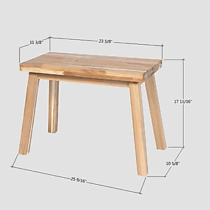 ARROWSTONE Bench 100% Solid Acacia Wood, Backless, Wax Galvanized Finish, Easy Assembly, End Table Wooden Bench Furniture for Plant, Dining Room, Entryway, Indoor (26 inches)