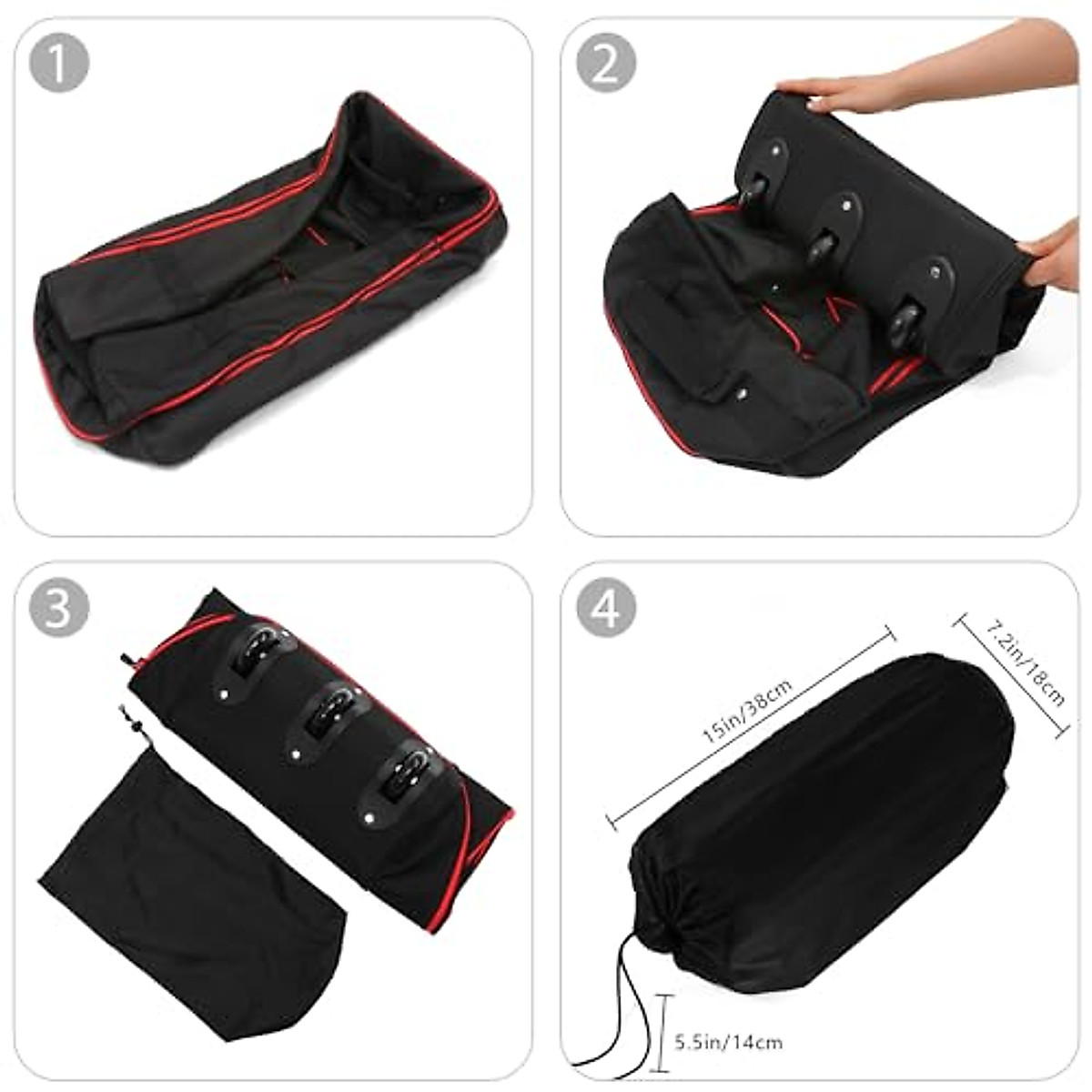 Vomgomfom 25'' 100L Expandable Rolling Duffle Bag with 3 Wheels,Foldable Travel Duffel Bag with Storage Bag