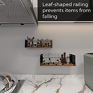 Pemtow Leaf-Shaped Floating Shelves for Wall Decor, Wood Hanging Decorative Wall Shelf for Bedroom, Living Room, Bathroom, Kitchen, Nursery Storage