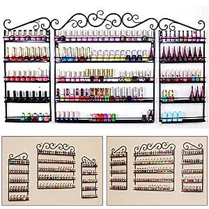 GIOCOBU ERNITERTY OSKE Metal Nail Polish Wall Rack 5 Tier Organizer Display Rack Black Holds Over 200 Bottles