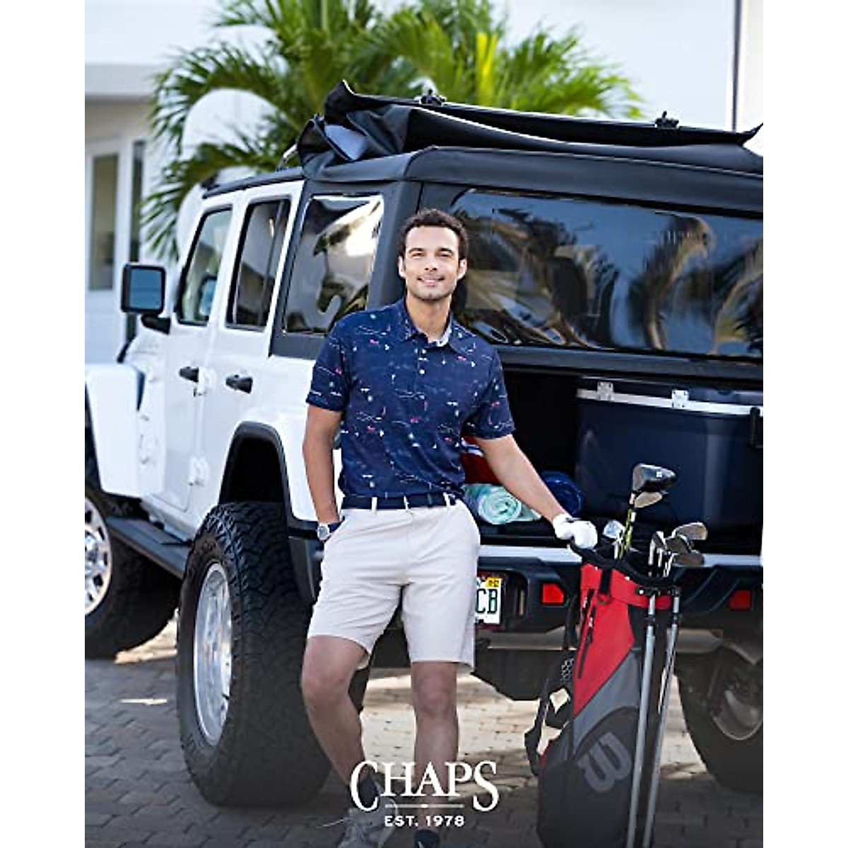 Chaps Men's Golf Polo Shirt - Lightweight Performance Golf Polo -Dry Fit Short Sleeve Golf Shirt for Men (S-XXL), Size X-Large, Deep Lichen Green