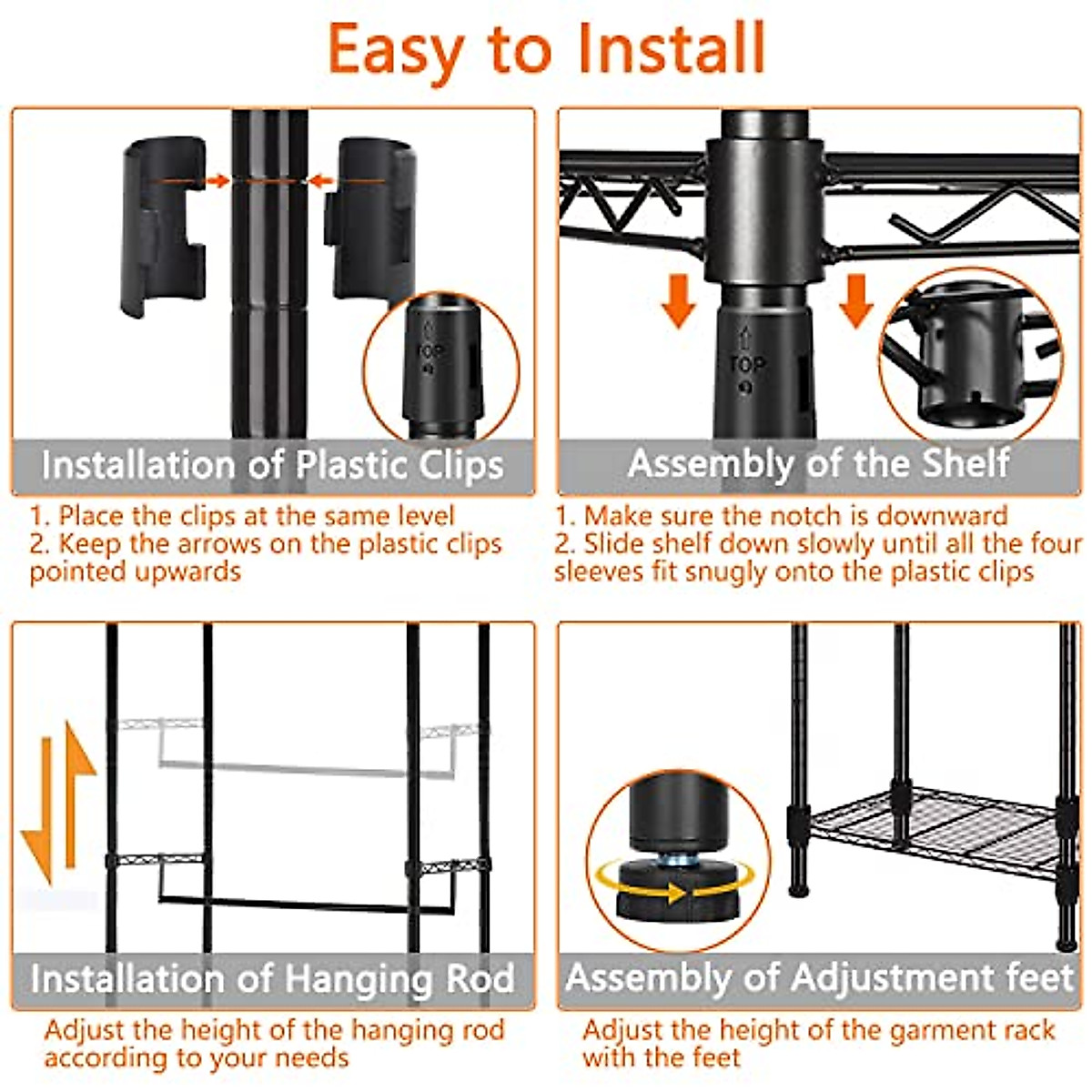 Soywey Heavy Duty Wire Garment Rack, Clothing Rack Clothes Rack for Hanging Clothes Metal Free Standing Clothes Rack Wire Metal Clothing Rack Closet（Black）