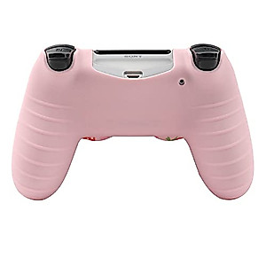 RALAN Pink Controller Skins for PS4, Fruit Silicone Controller Cover Skin Protector Compatible /PS4 Slim/PS4 Pro Controller with 2 Cute Thumb Grips Caps