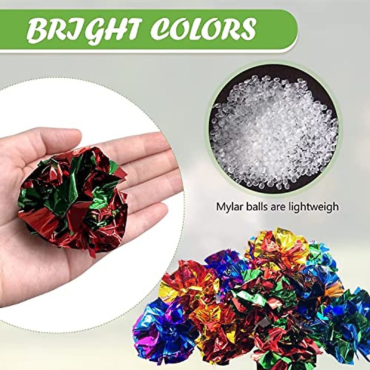 20 Pcs 2 Inch Crinkle Balls Cat Toys Mylar Crinkle Balls for Kittens Exercise and Multiple Cats Play