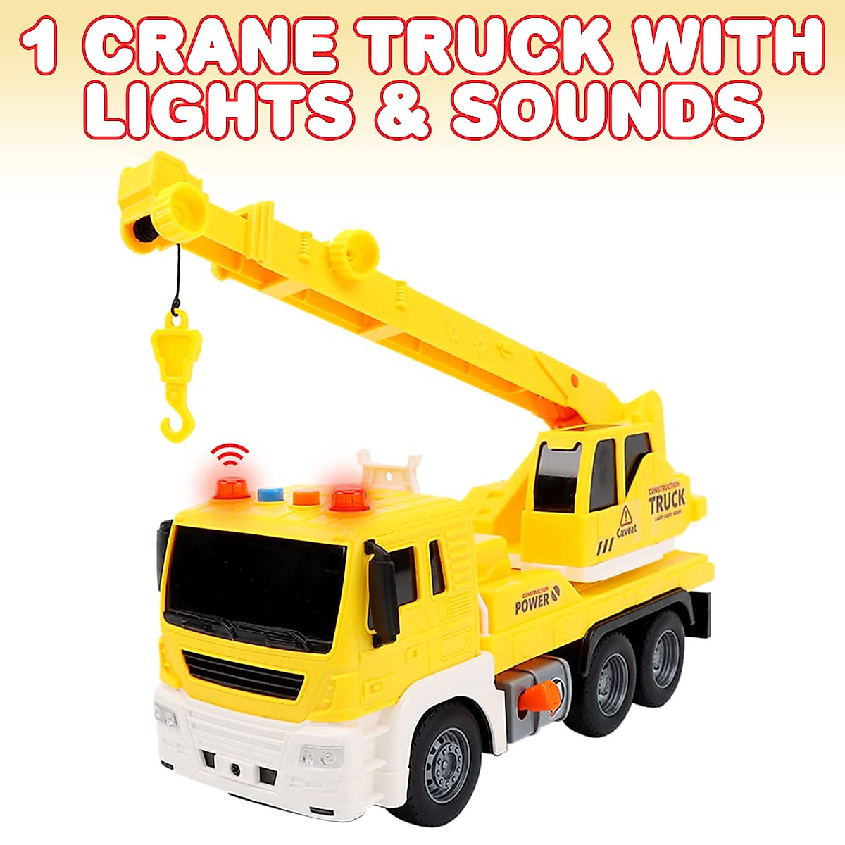 ArtCreativity Light Up Crane Truck Toy, Kids’ Construction Toy with a Movable Crane, LEDs, and Sound Effects, Push and Go Construction Vehicle Toys for Kids, Crane Toys for Boys and Girls