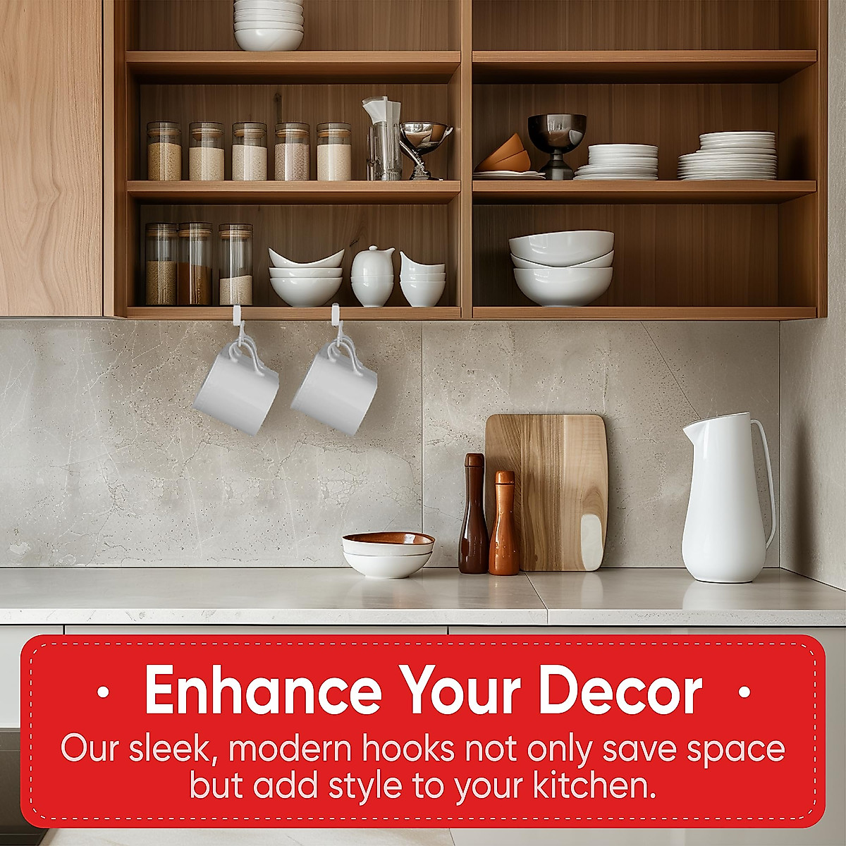 Better Houseware Undershelf Cup & Mug Hooks-Set of 2, standard, White