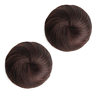 HSPJHTM 2 PCS Hair Bun Extensions Wig Accessory Updo Hairpieces Curly Wavy Hair Scrunchies Updo Hair Pieces Bun Extension Ponytail Messy for Women Girls - Chestnut Brown